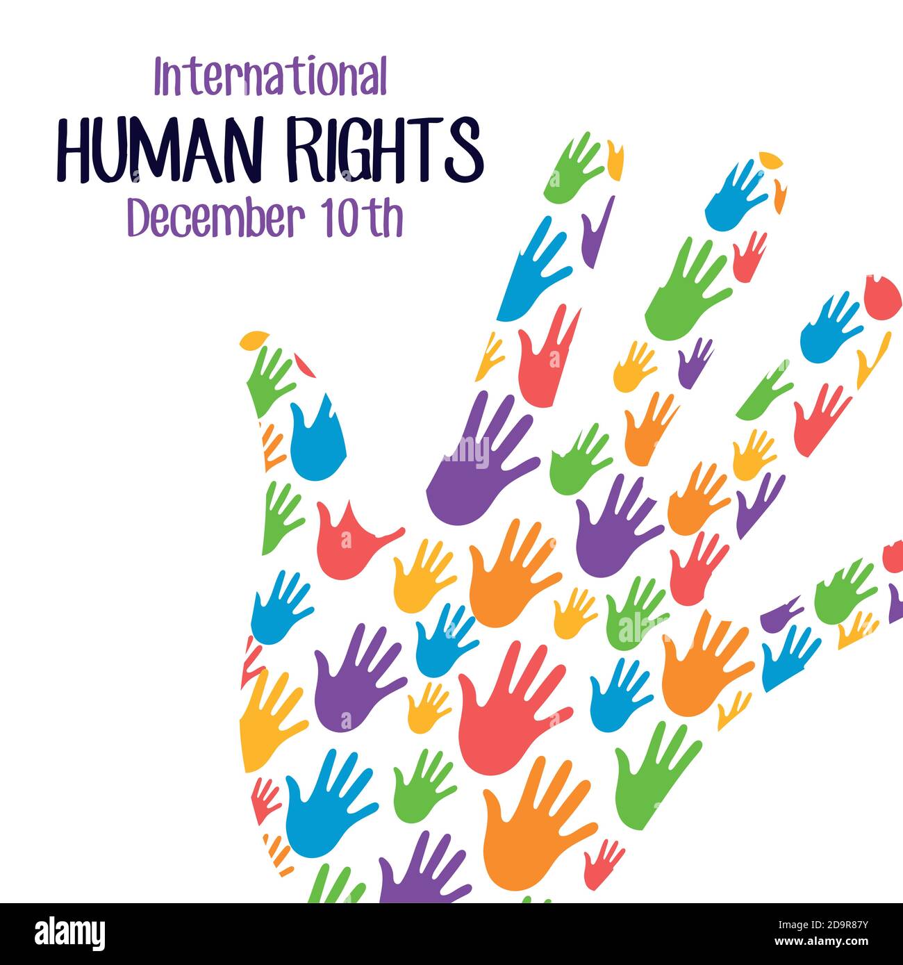 human rights campaign lettering with hands print colors with hand shape ...