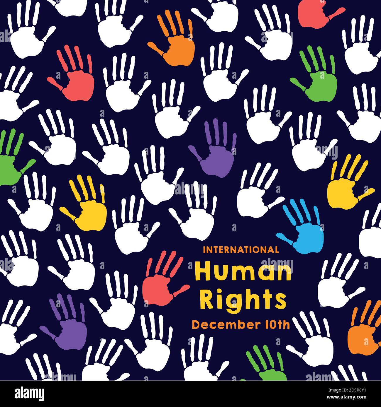 human rights campaign lettering with hands print colors pattern vector ...