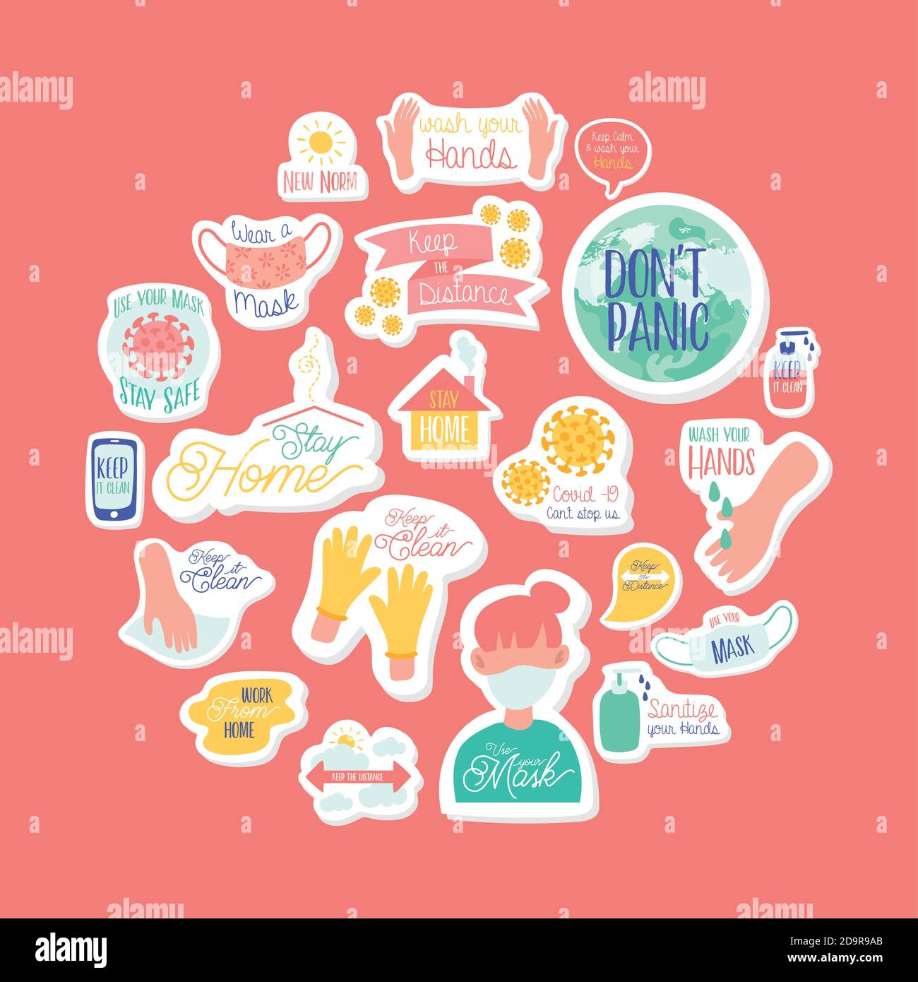 set of campaigns letterings and icons in pink background vector ...