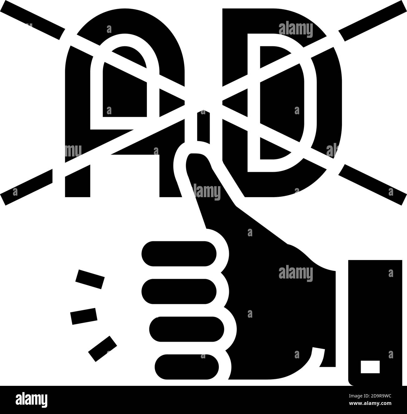 blocked ad and hand gesturing good glyph icon vector illustration Stock ...