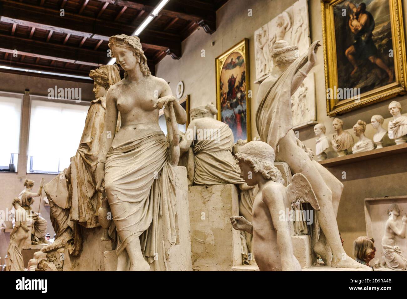 Close-up view of some plaster cast sculpture models in the Gipsoteca Bartolini (Hall of Models ...