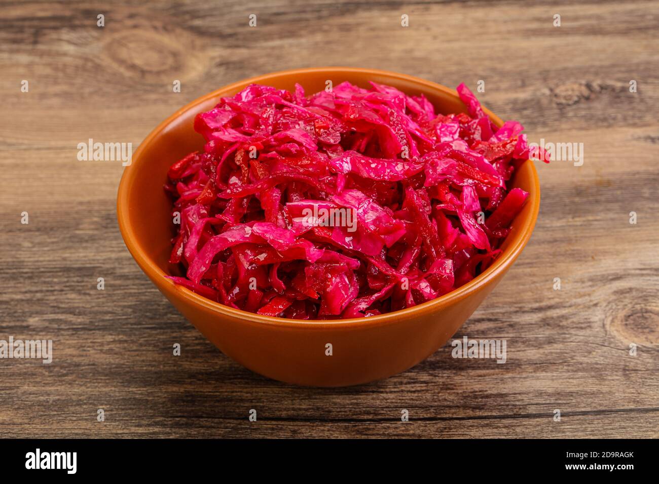 Marinated red cabbage with beetroot in the bowl Stock Photo - Alamy