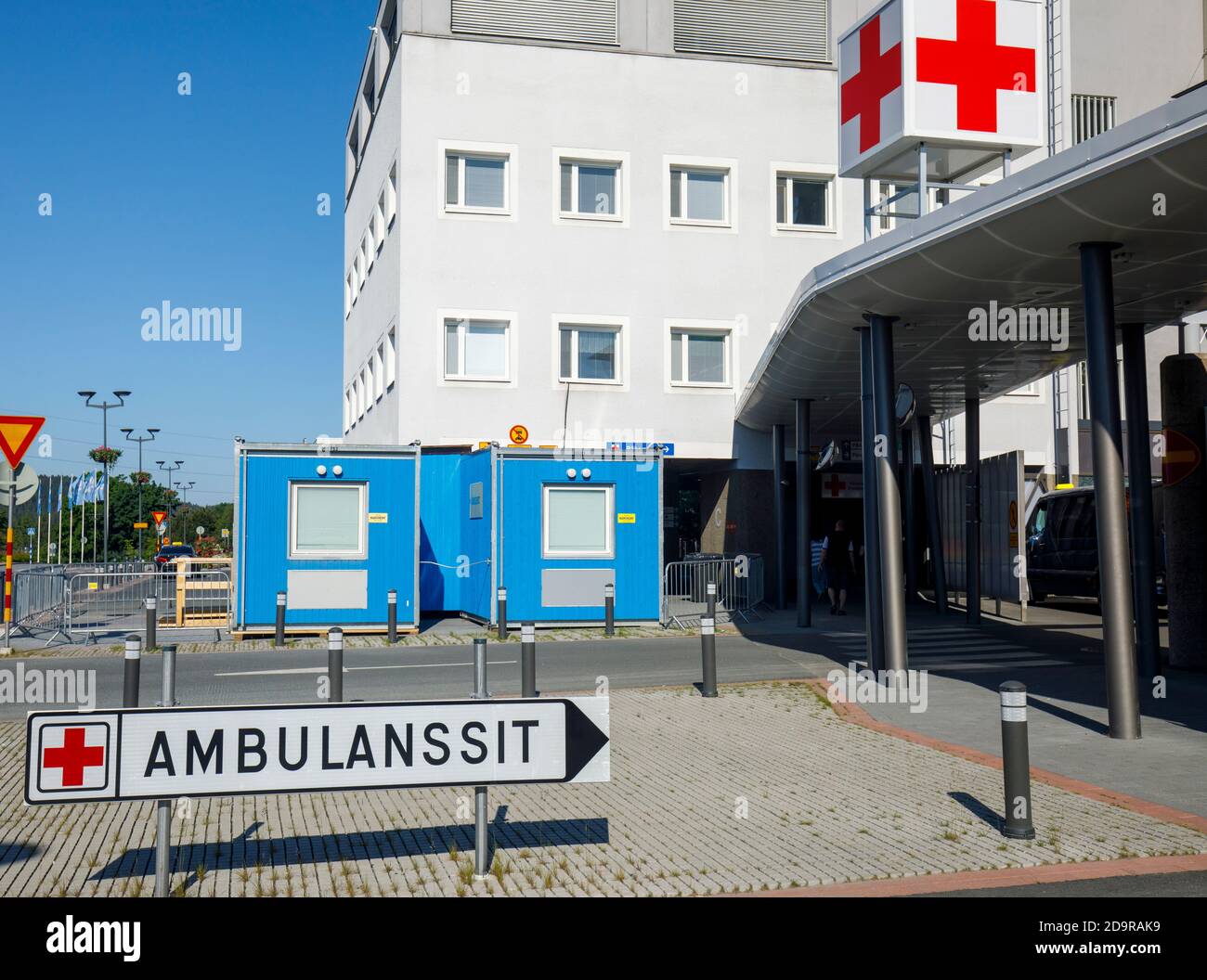 Finnish sign guiding ambulances to first aid entrance at Kuopion ...