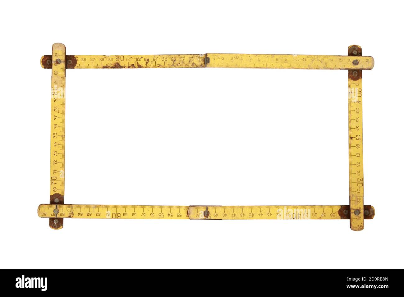 Closeup shot of an old frame ruler isolated on white background Stock ...
