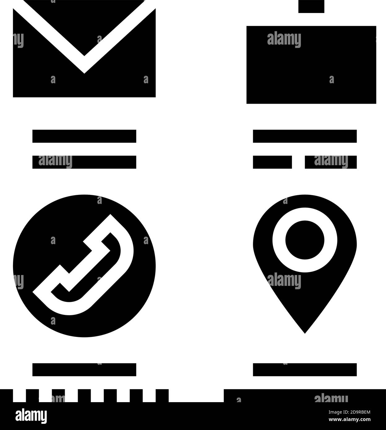 mail, business call and location glyph icon vector illustration Stock ...