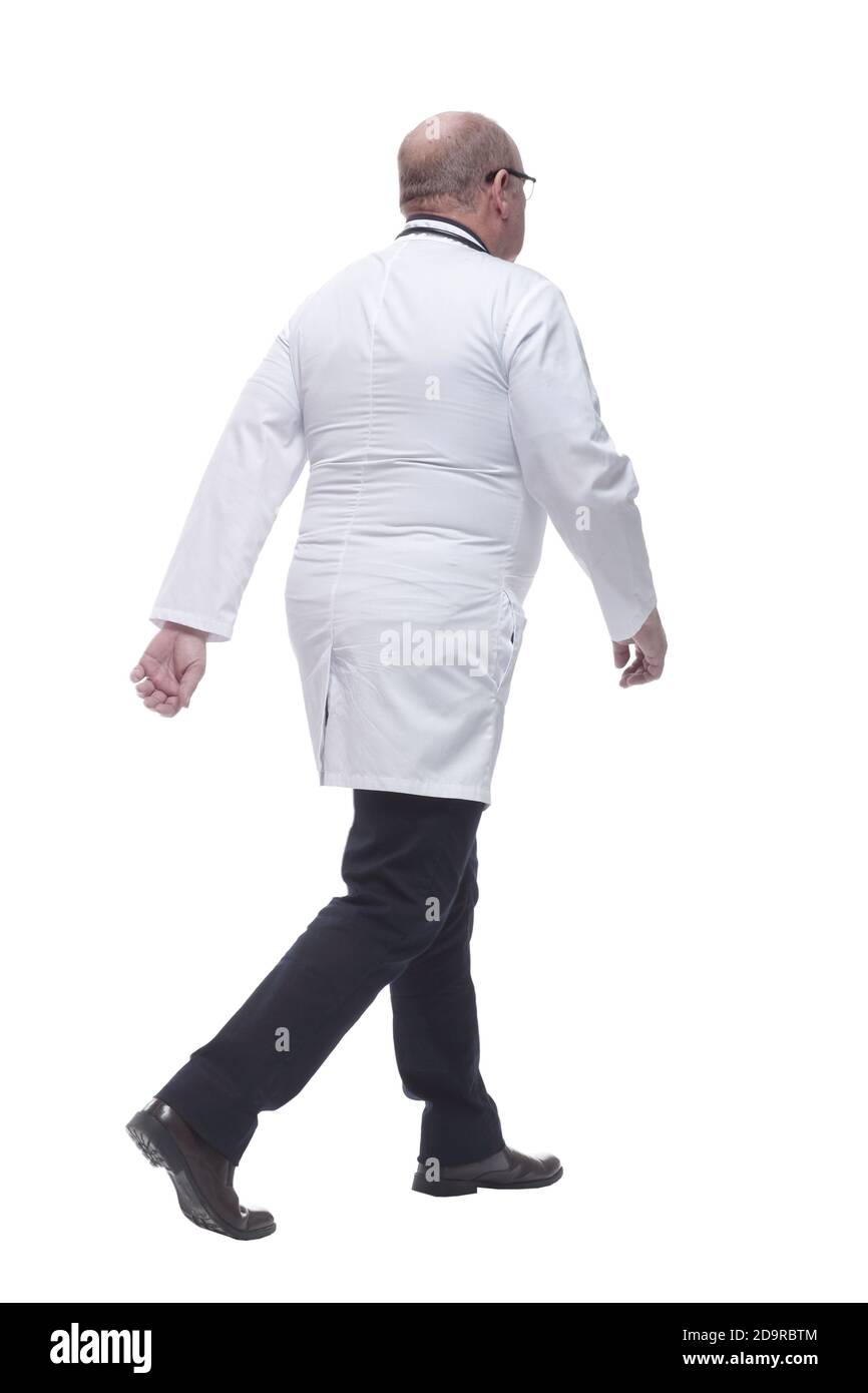rear view. senior doctor confidently goes forward Stock Photo - Alamy