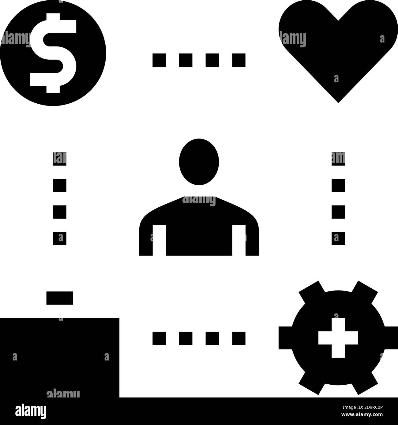 working process, love and pay for work glyph icon vector illustration ...