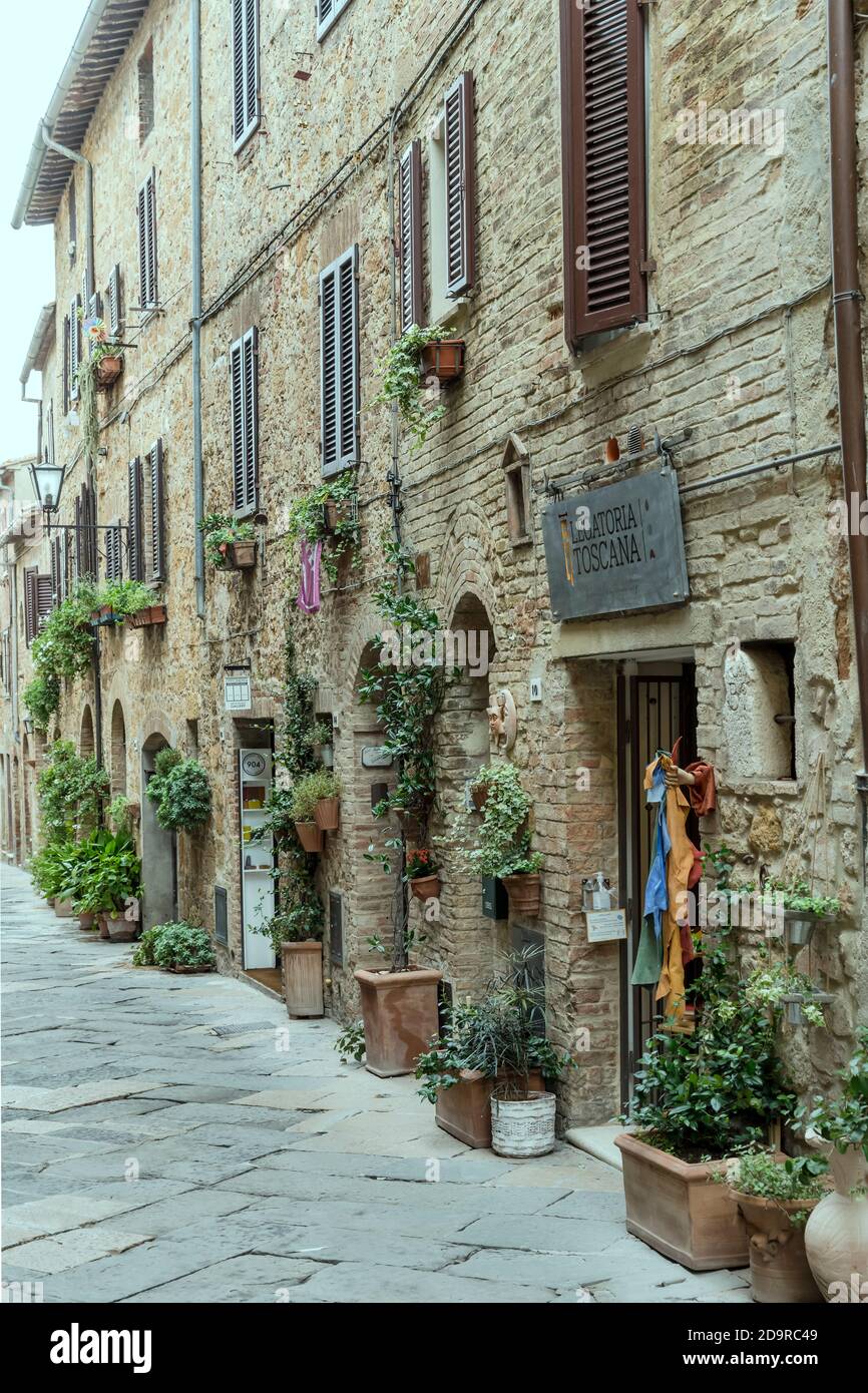 PIENZA, ITALY - september 23 2020: cityscape with many green plants in ...