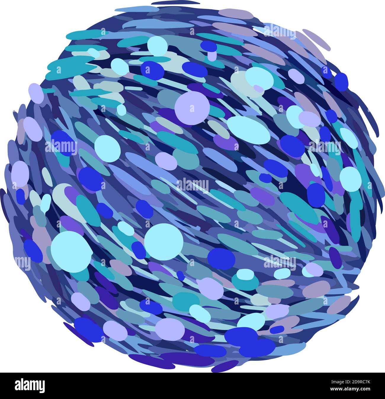 abstract colorful blue ball made of vector strokes and circles Stock ...