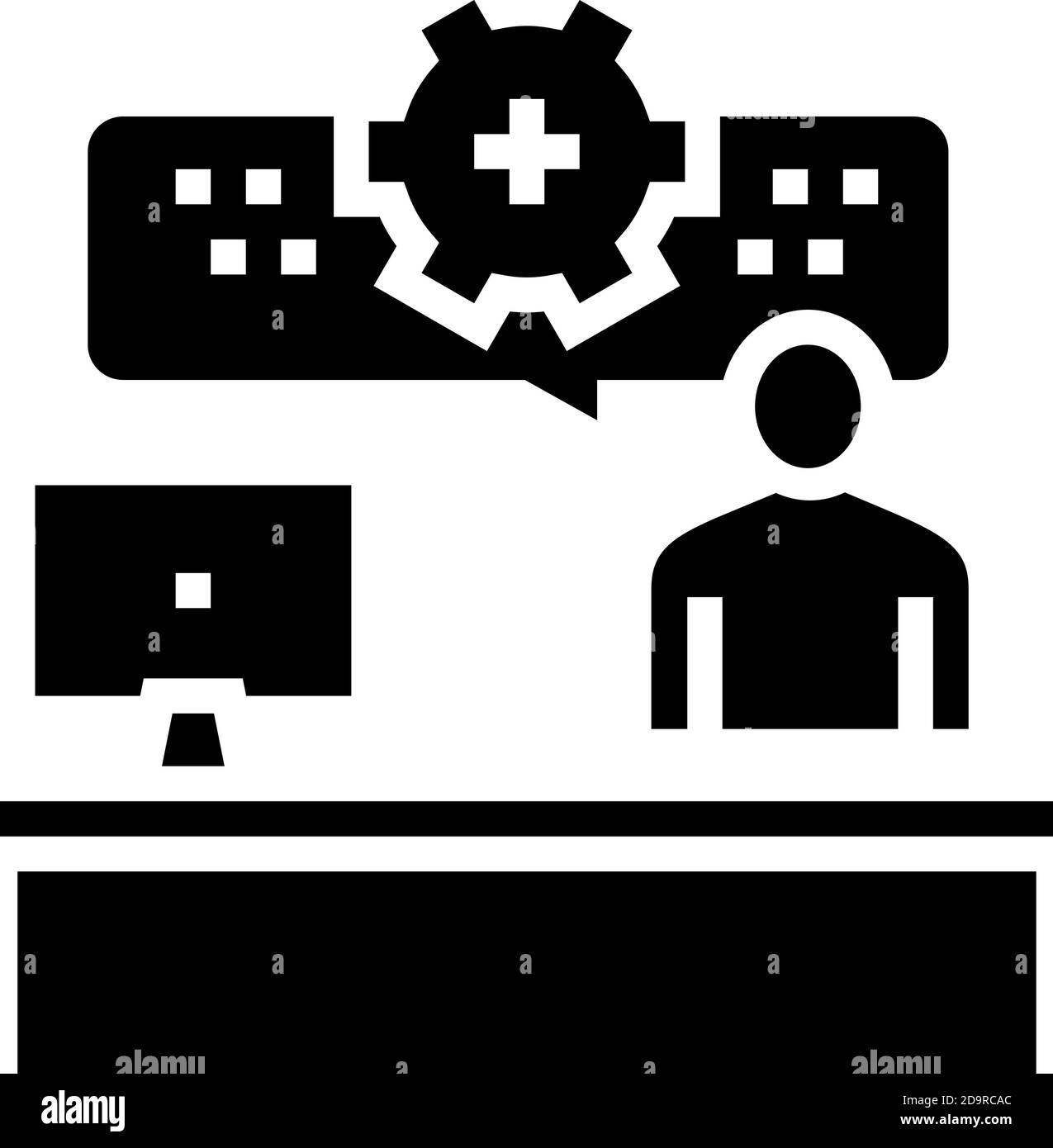 employee working process glyph icon vector illustration Stock Vector ...