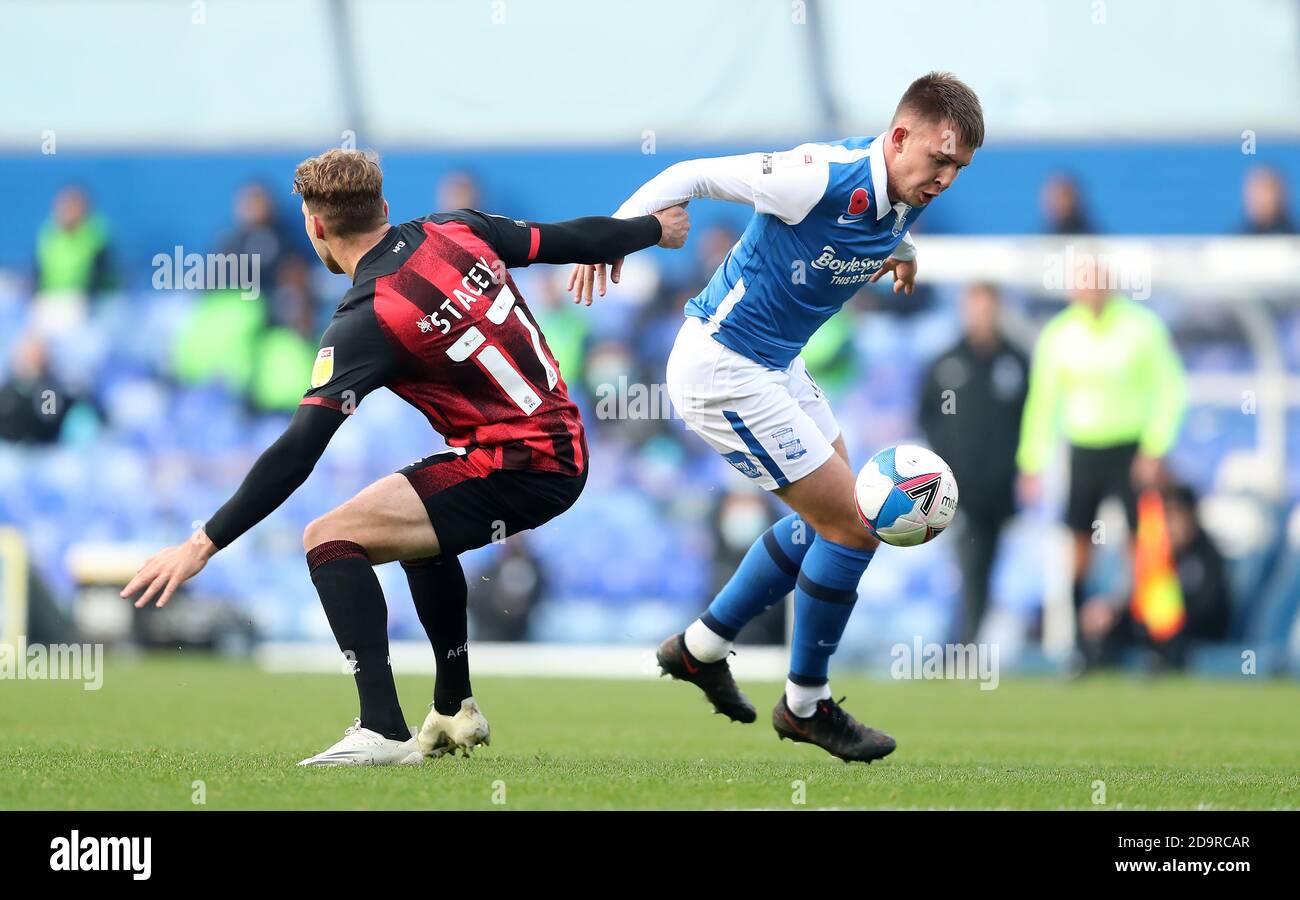 AFC Bournemouth's Jack Stacey (left) and Birmingham City's Caolan Boyd ...