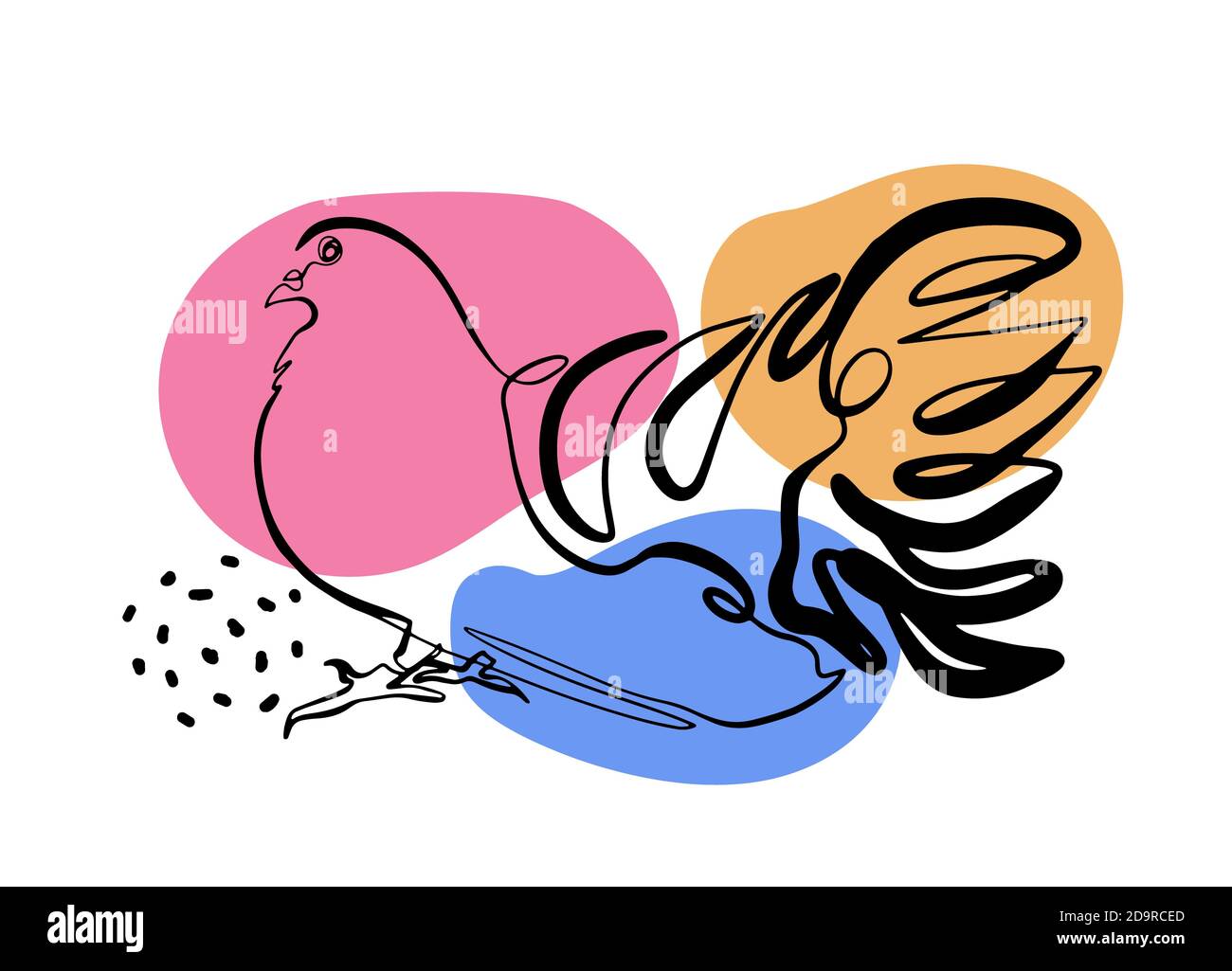 vector illustration of a cartoon pigeon with modern style flat color ...