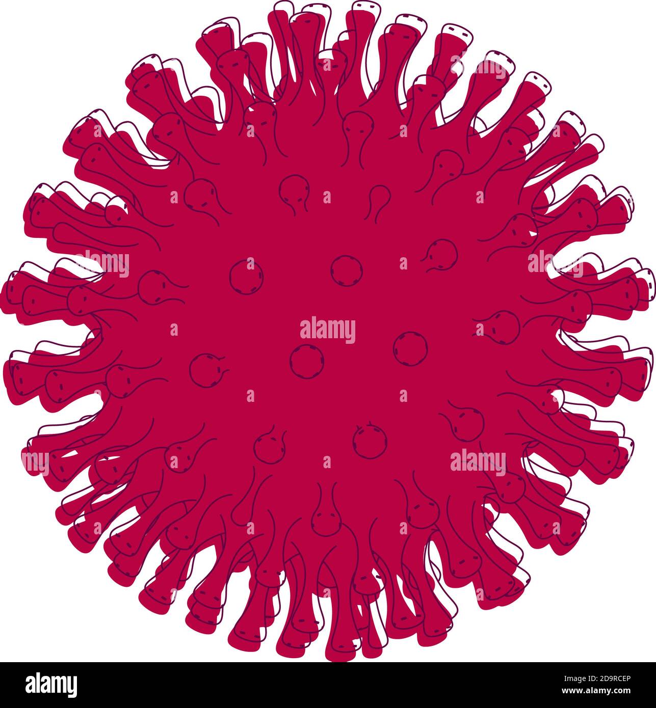 Virus vector red 3d symbol in minmalist logo style, fill and contours ...