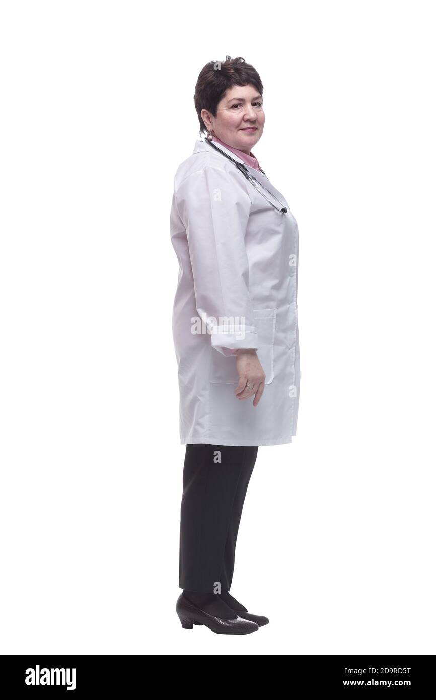 side view. the woman doctor is confidently looking ahead Stock Photo ...