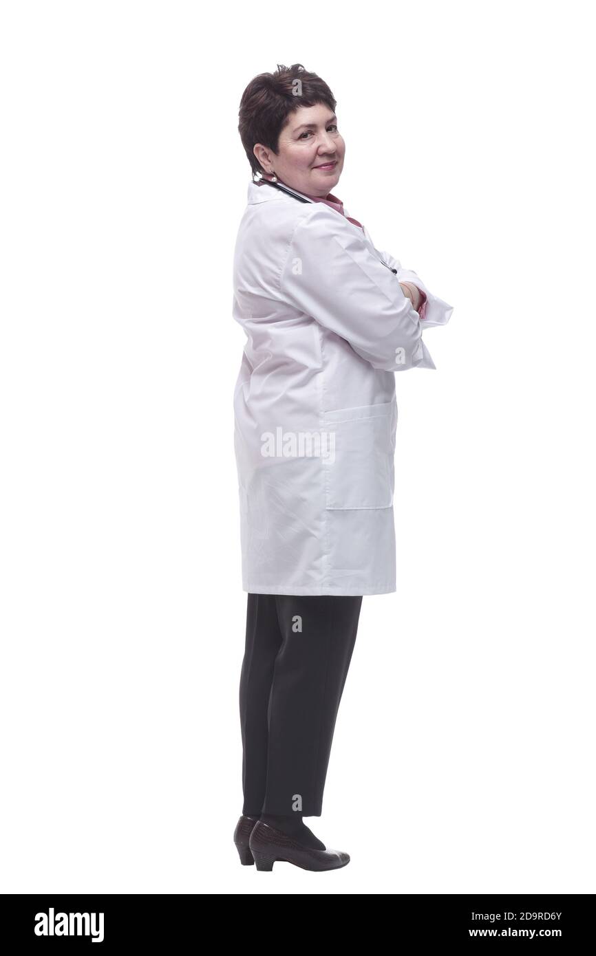 side view. the woman doctor is confidently looking ahead Stock Photo ...