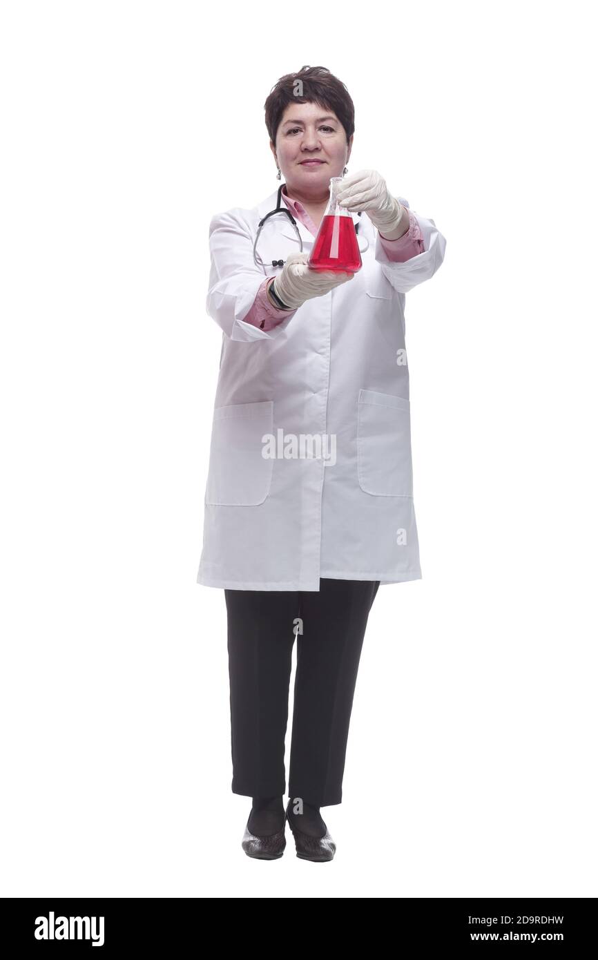 in full growth. competent female doctor showing test results Stock ...