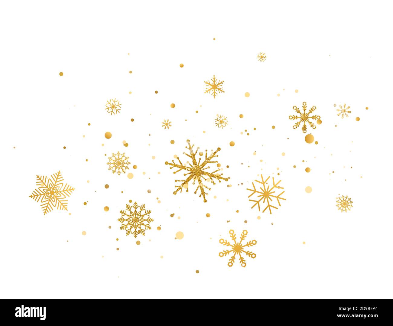 Gold snowflakes decoration on white background. Celebration design ...