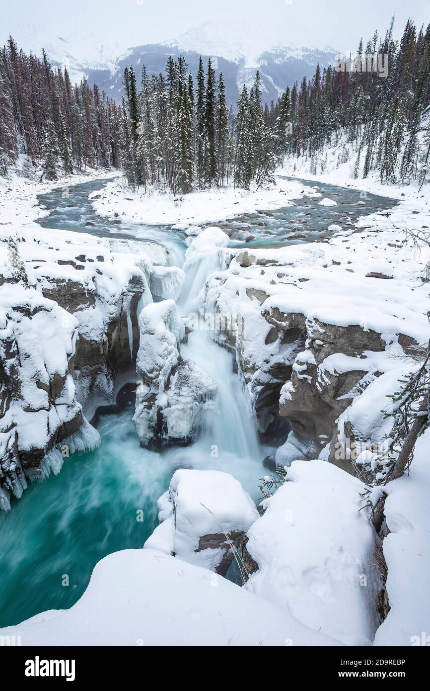 Sunwapta Falls in winter Stock Photo - Alamy