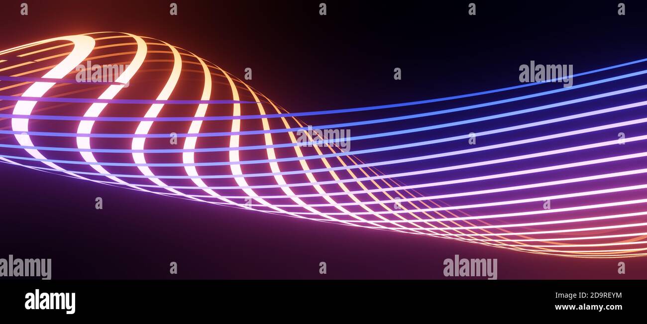 Flowing lines or bands, glowing colorful curves, abstract background ...
