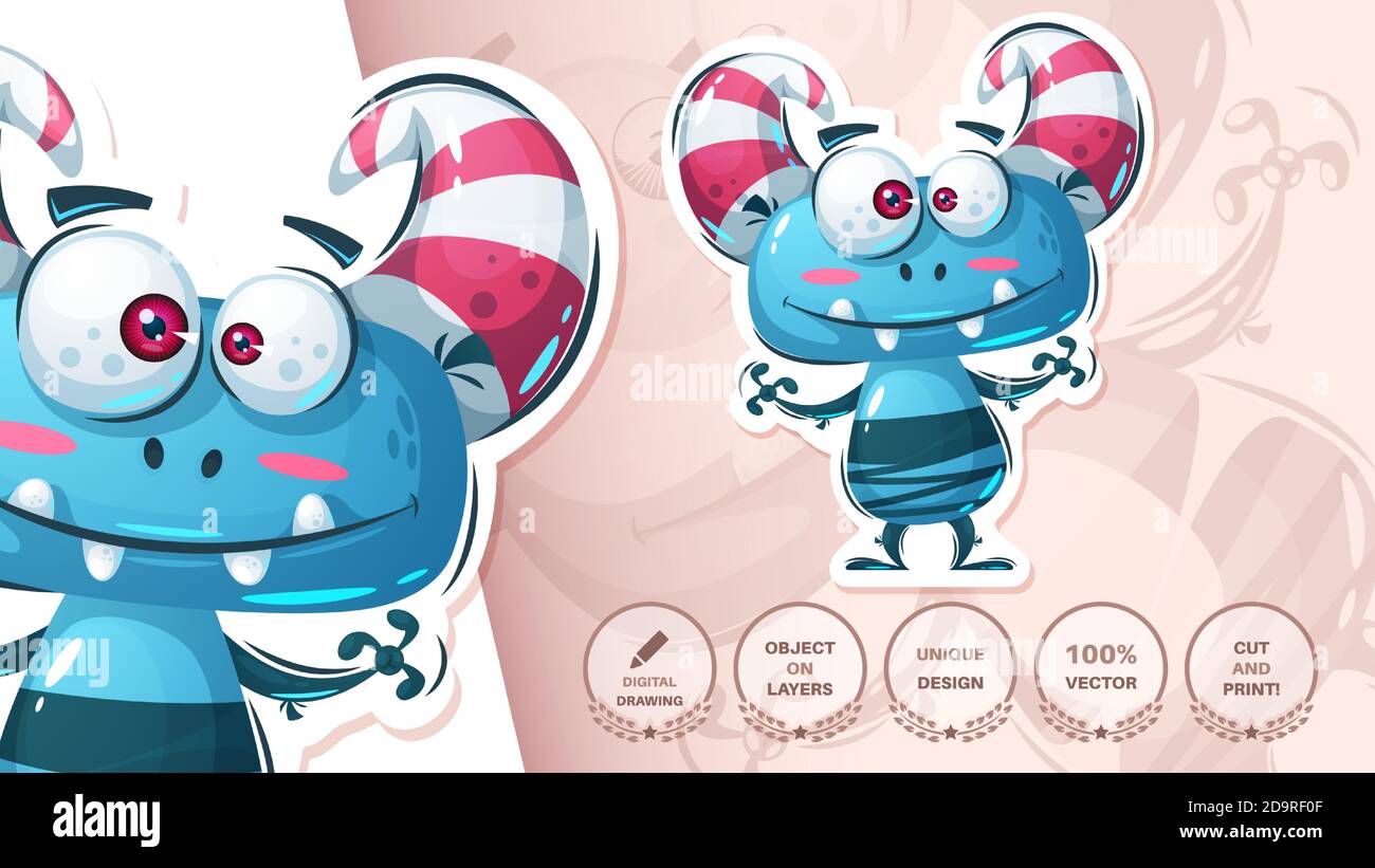 Funny monster illustrator - halloween sticker Stock Vector Image & Art ...