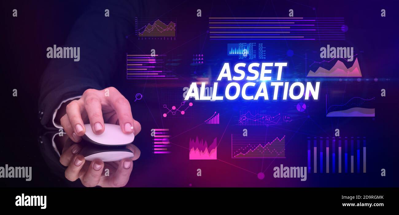 hand holding wireless peripheral with ASSET ALLOCATION inscription ...