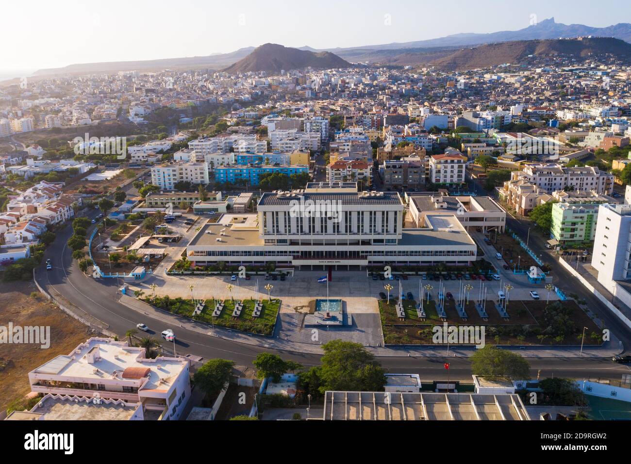 Aerial view of Praia city in Santiago - Capital of Cape Verde Islands ...