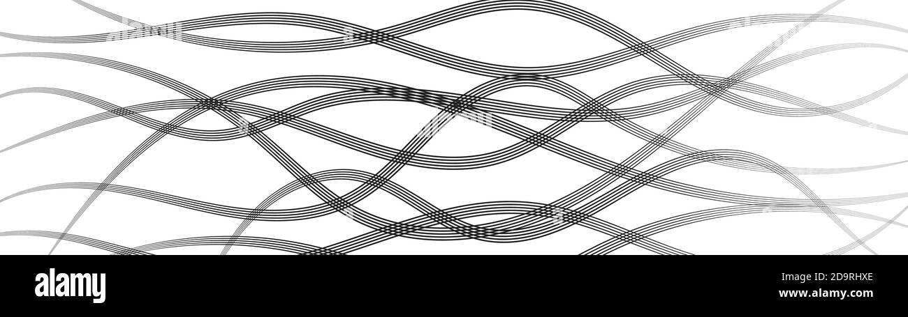 Abstract background of wavy intertwining lines, black on white Stock Vector Image & Art - Alamy