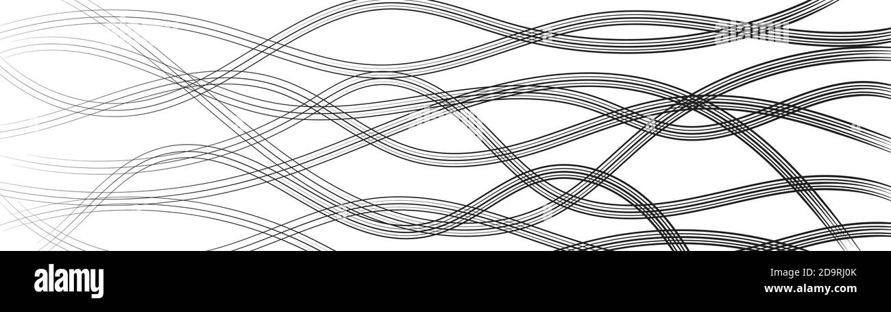 Abstract background of wavy intertwining lines, black on white Stock ...