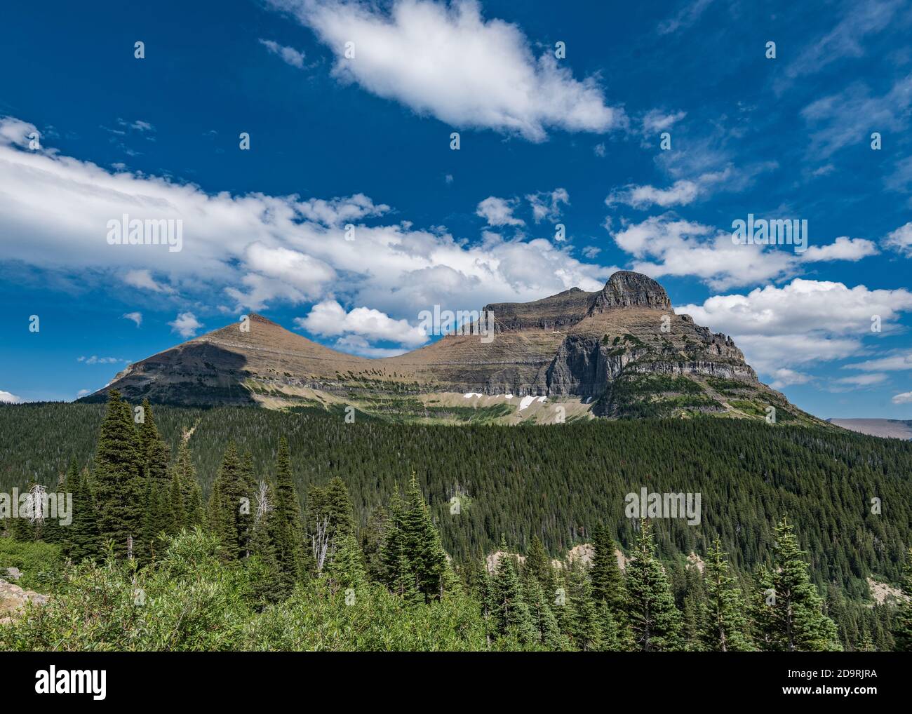 View of Rugged Mountain in Glacier National Park in Montana Stock Photo ...