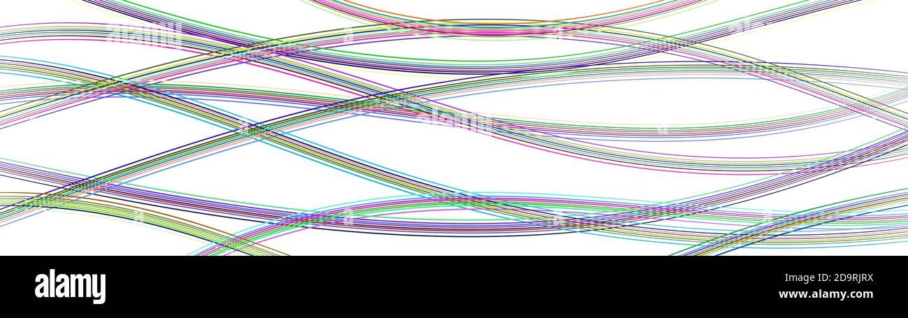 Abstract background of wavy intertwining colored lines on white Stock ...