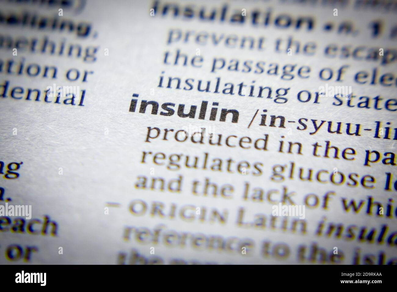 Word or phrase Insulin in a dictionary Stock Photo - Alamy