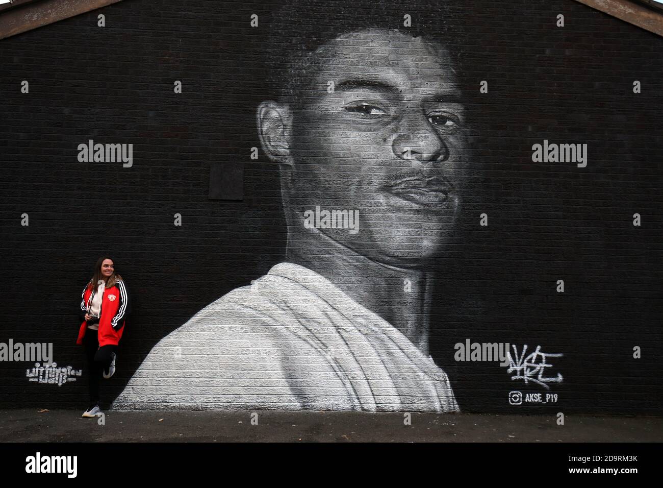 A mural of Manchester United striker Marcus Rashford by Street artist ...