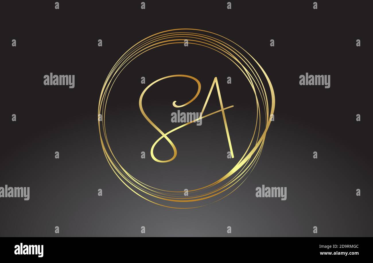 Golden Letters SA S A signature monogram vector logo. Simple SA S A ...