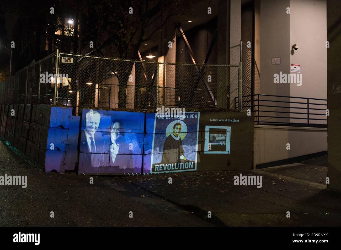 Seattle, USA. 3rd Nov, 2020. Election Night late in the evening, art ...
