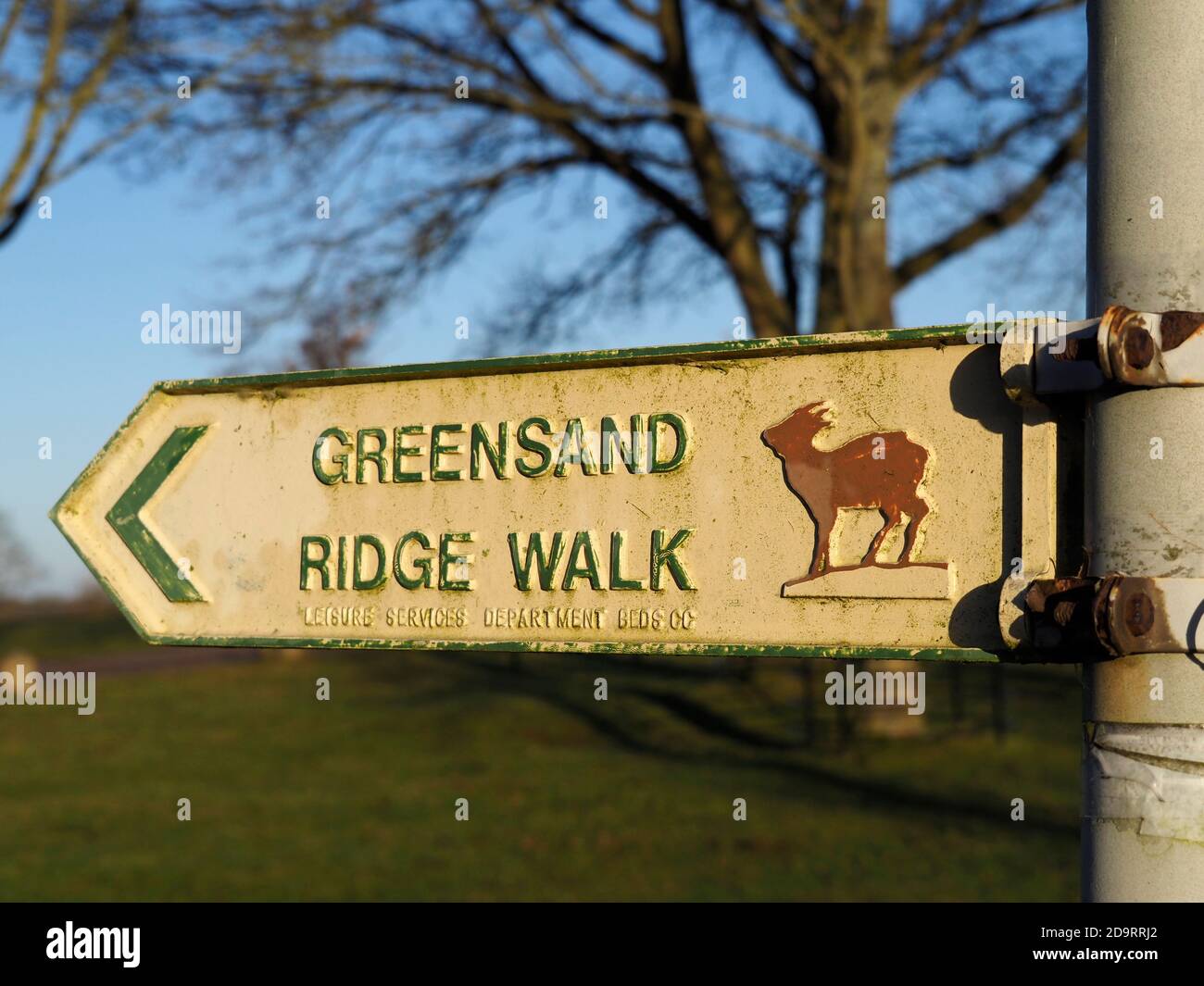 Greensand ridge walk sign, Woburn abbey, Bedfordshire Stock Photo - Alamy