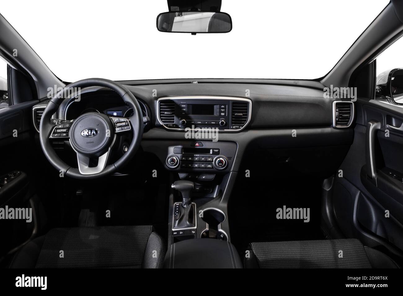 inside view of the dashboard and steering wheel of a modern car Stock ...