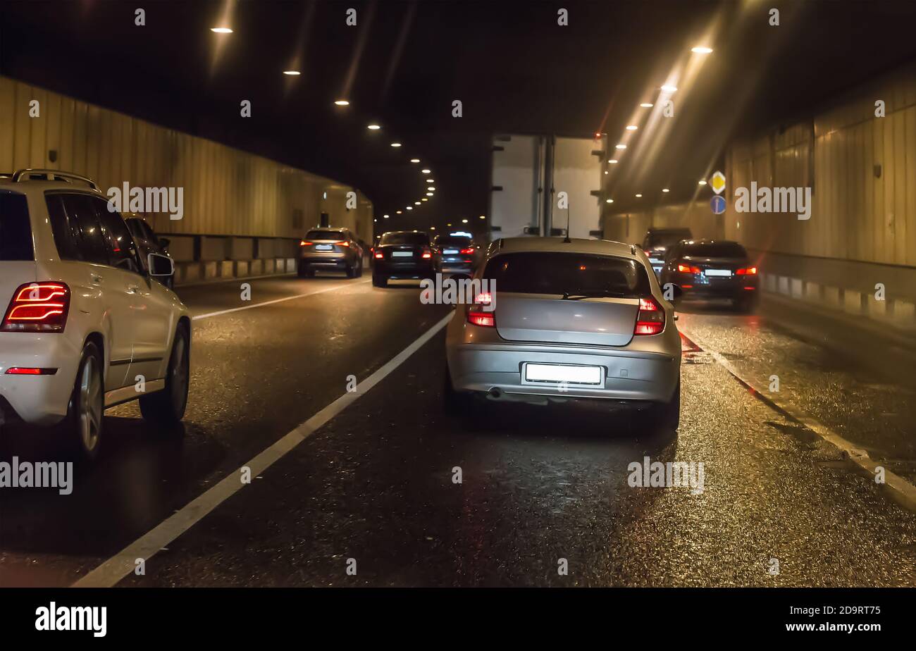 movement of cars in an underground tunnel Stock Photo - Alamy