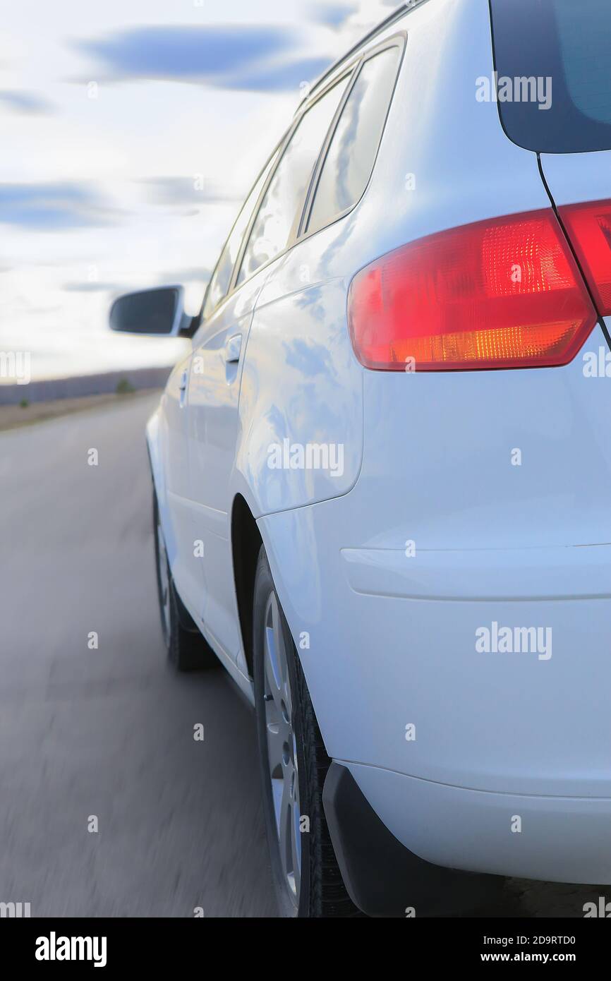 cars moving on highway rear view closeup Stock Photo - Alamy