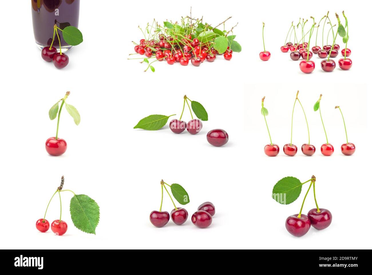 Collection of Fresh cherry isolated over a white background Stock Photo ...