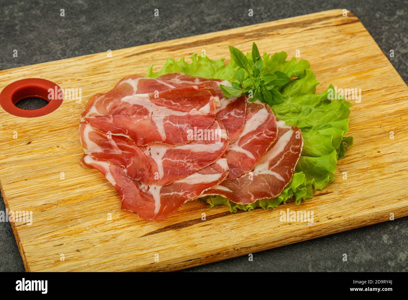 Delicous Smoked pork neck slices snack Stock Photo - Alamy