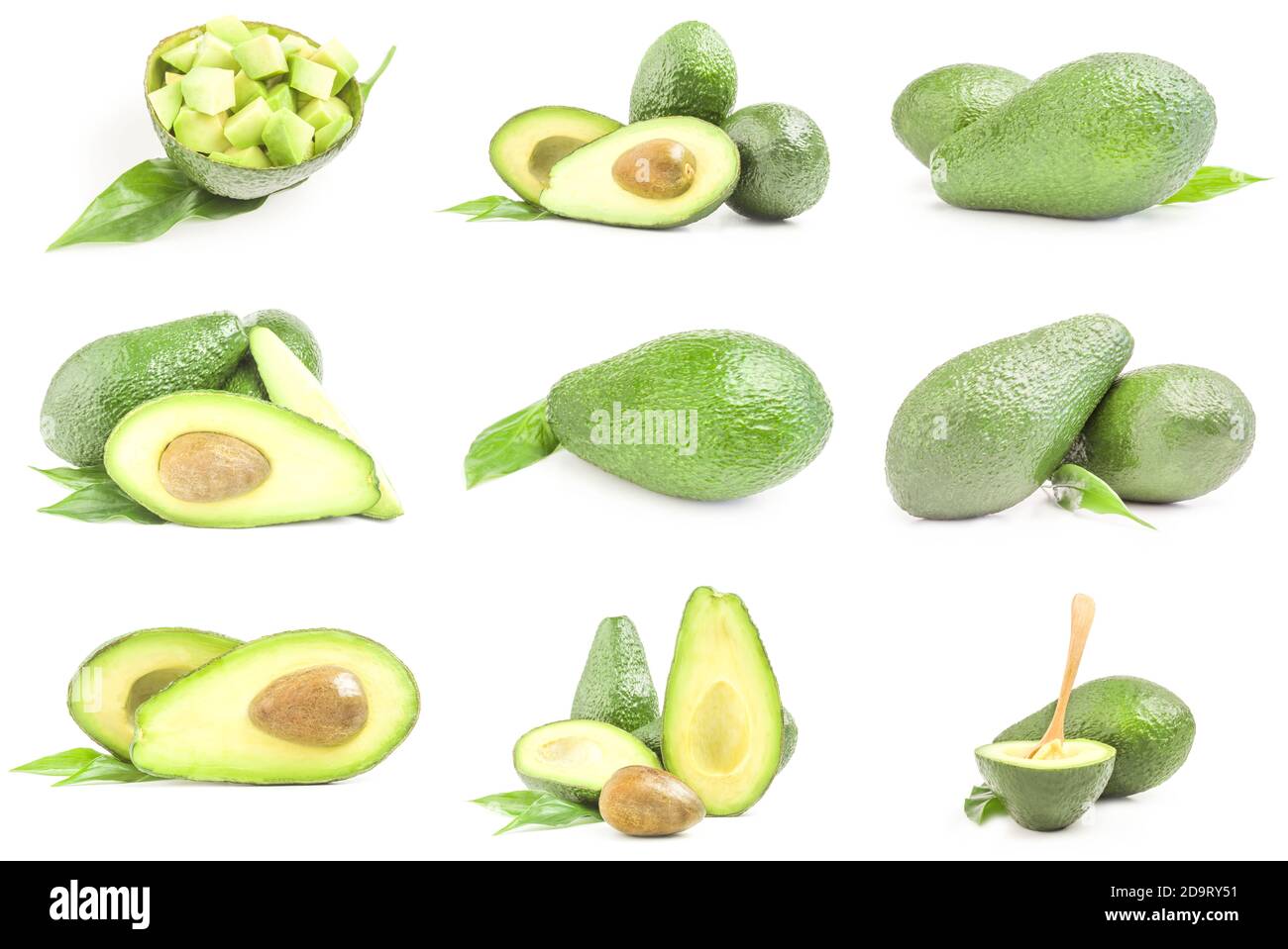 Set of avocados isolated over a white background Stock Photo - Alamy