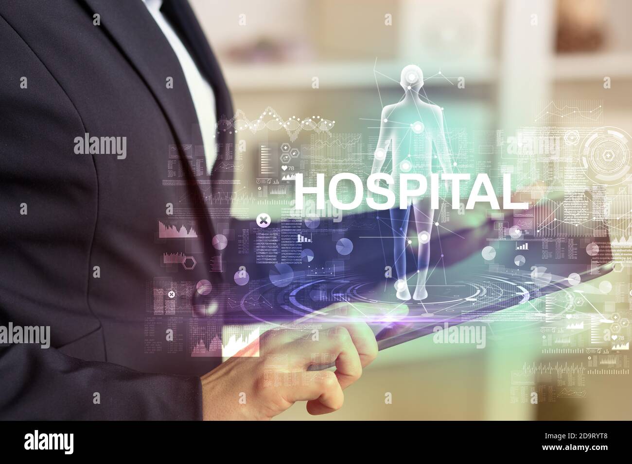 Electronic medical record with HOSPITAL inscription, Medical technology ...