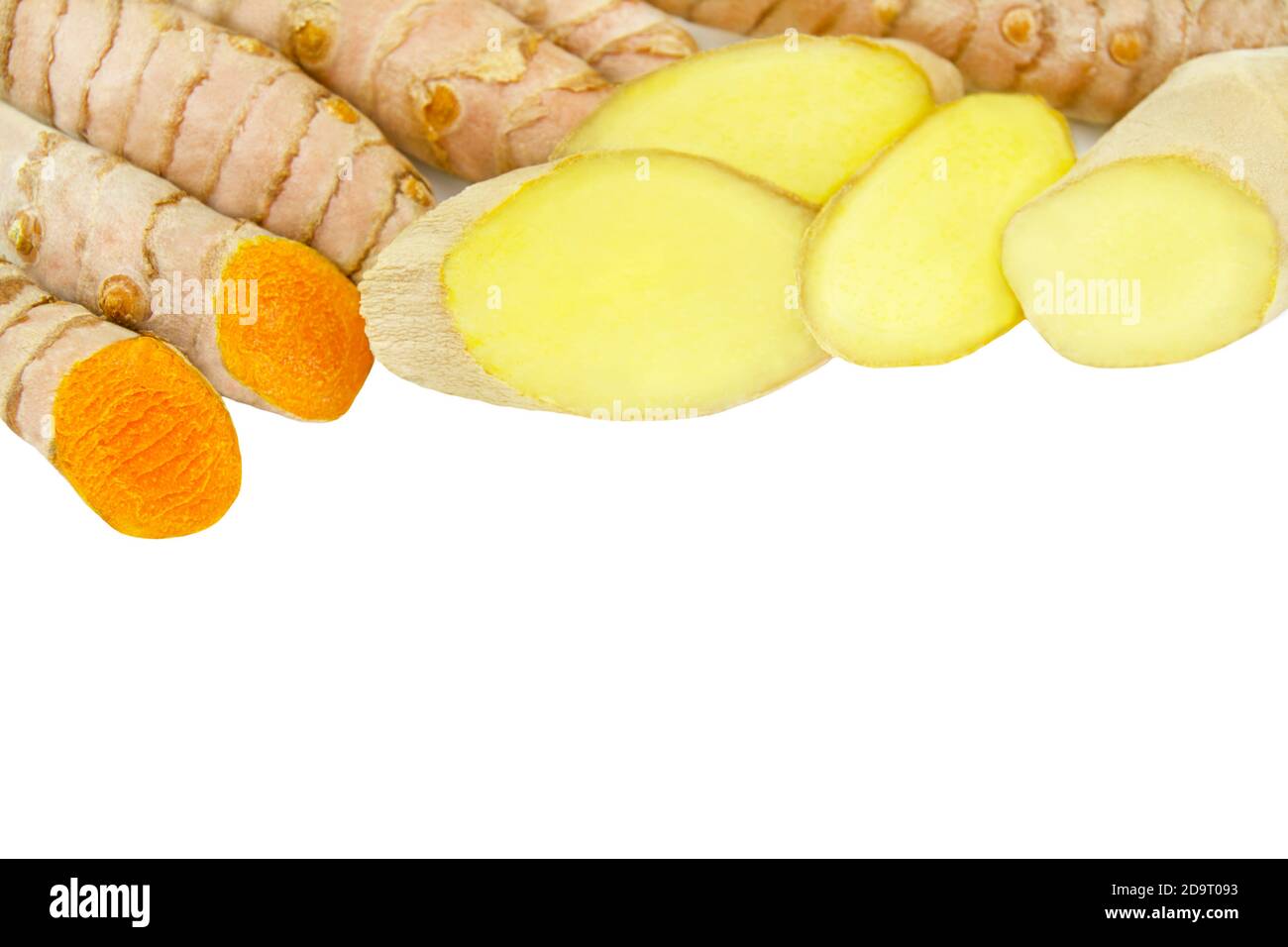 Fresh curcuma and ginger isolated against white background Stock Photo ...