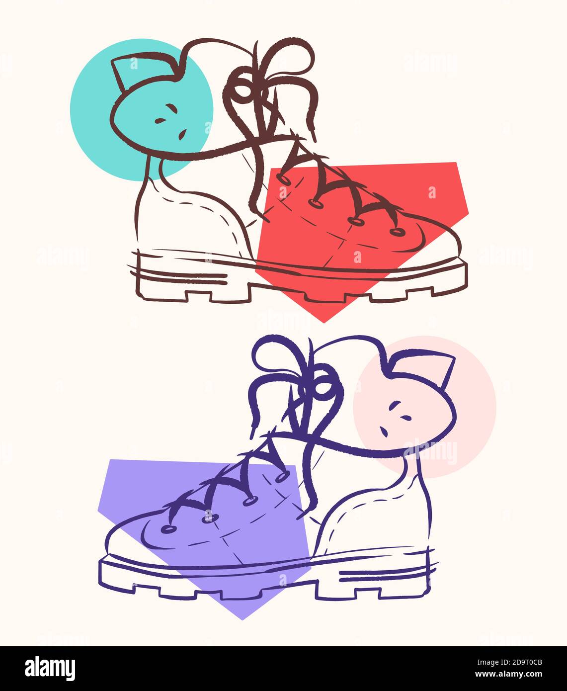 Autumn boot linear drawing in a minimalistic, fast manner with an ...