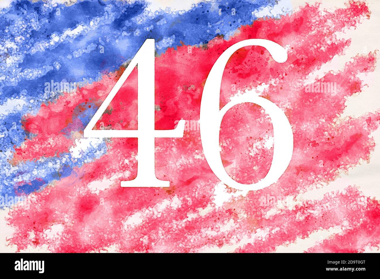 number 46 in white on blue and red watercolors for the USA Stock Photo ...