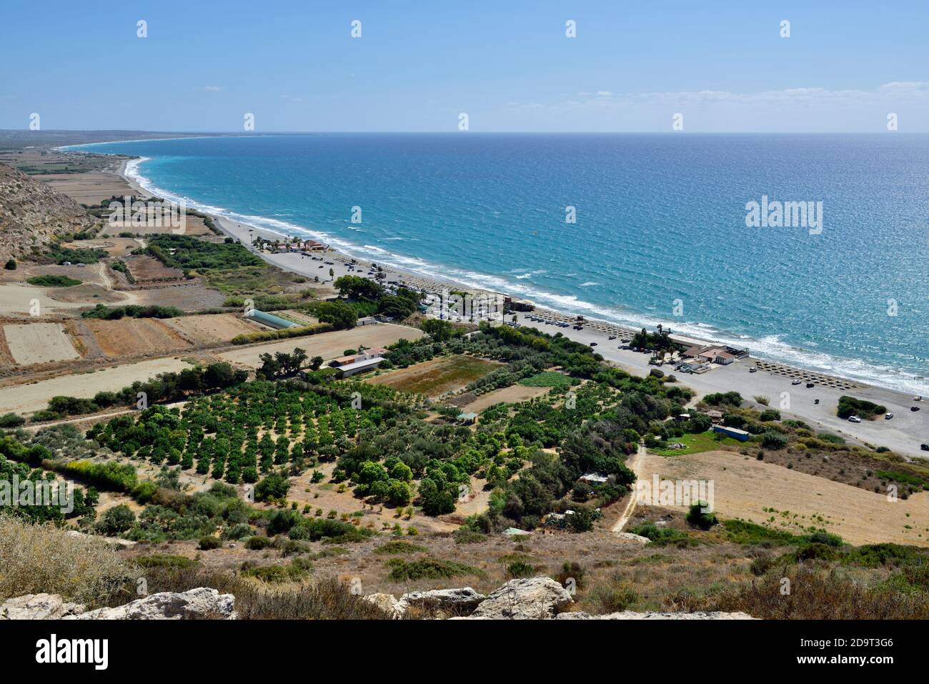 View of Cyprus coastline, Mediterranean Sea with Kourion Beach and ...