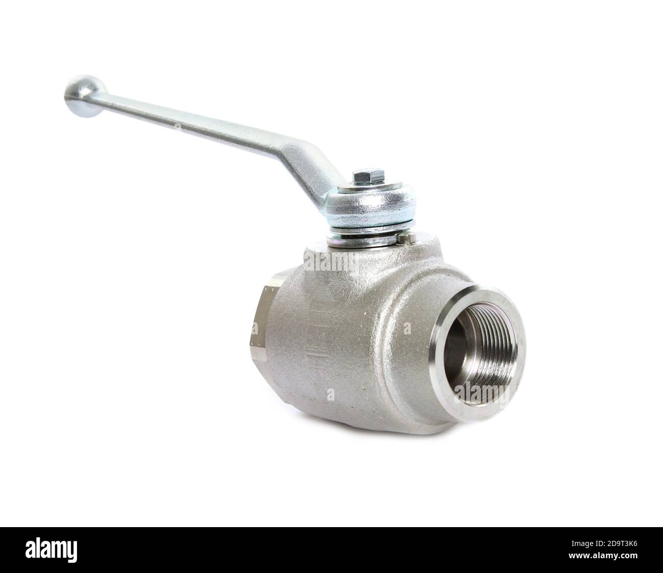 Closeup of a two-way control valve isolated on white background Stock ...