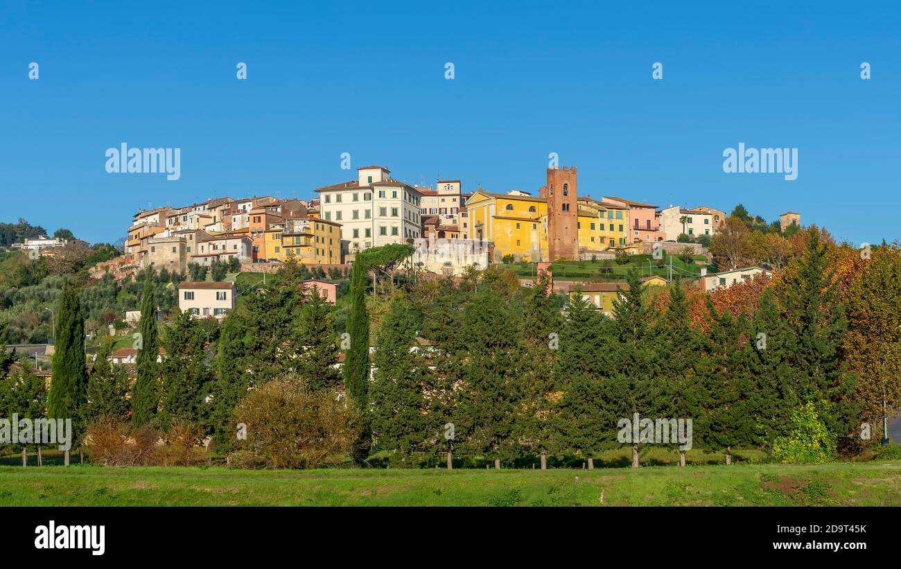 Beautiful panoramic view of the hilltop village of Santa Maria a Monte ...