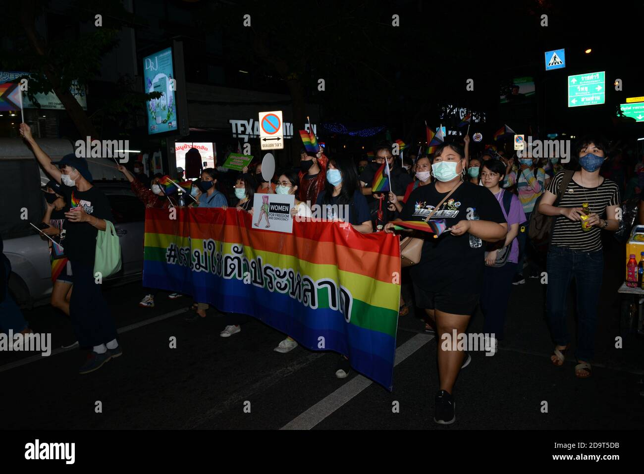Bangkok, Thailand. 07th Nov, 2020. LGBTQ activists raise rainbow and ...
