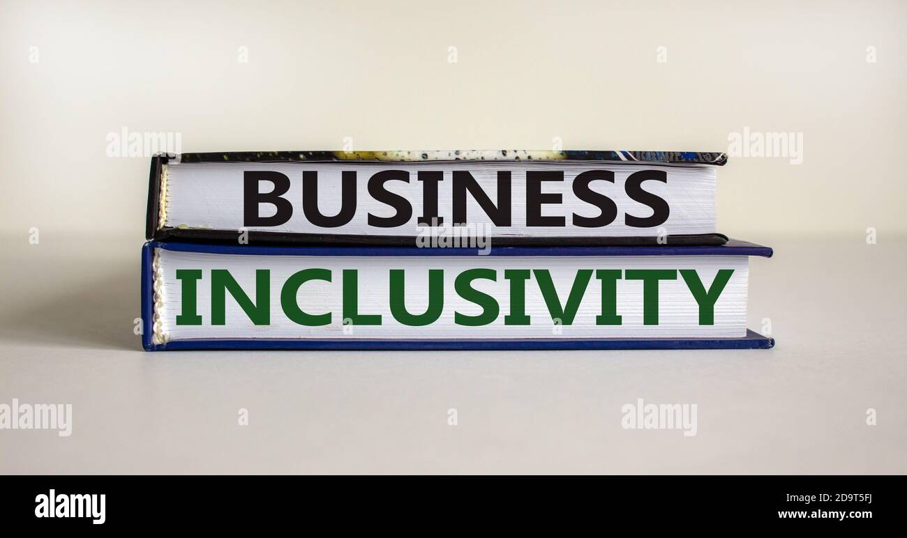 Books with text 'business inclusivity' on beautiful white background ...